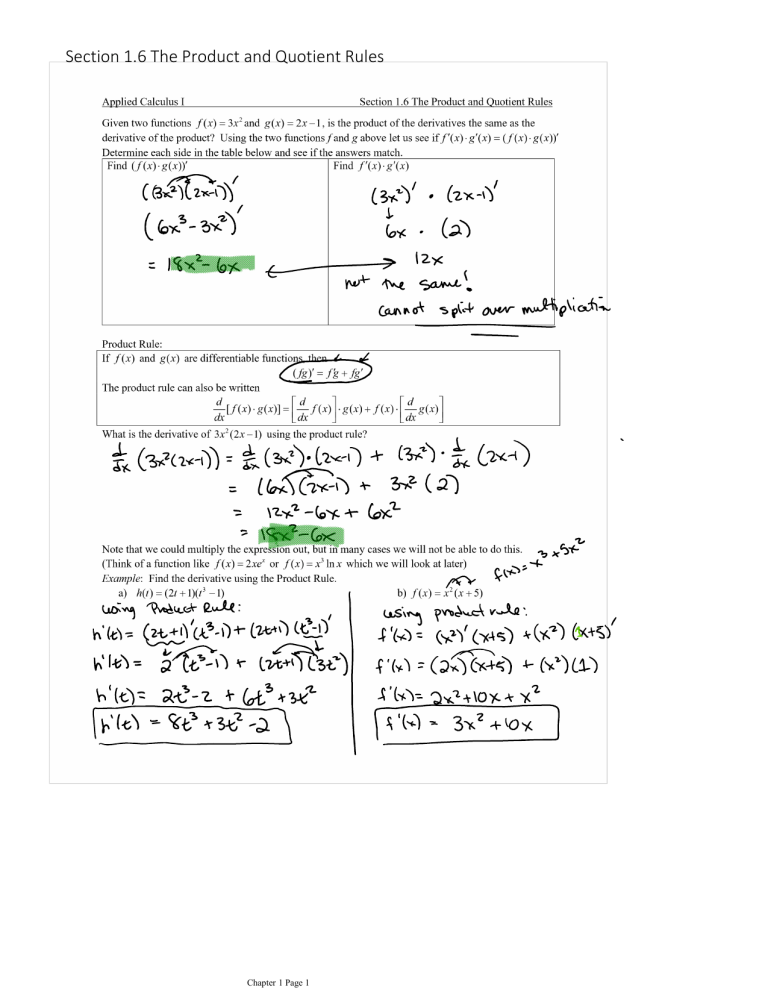 Product and Quotient Rules Calculus Guide