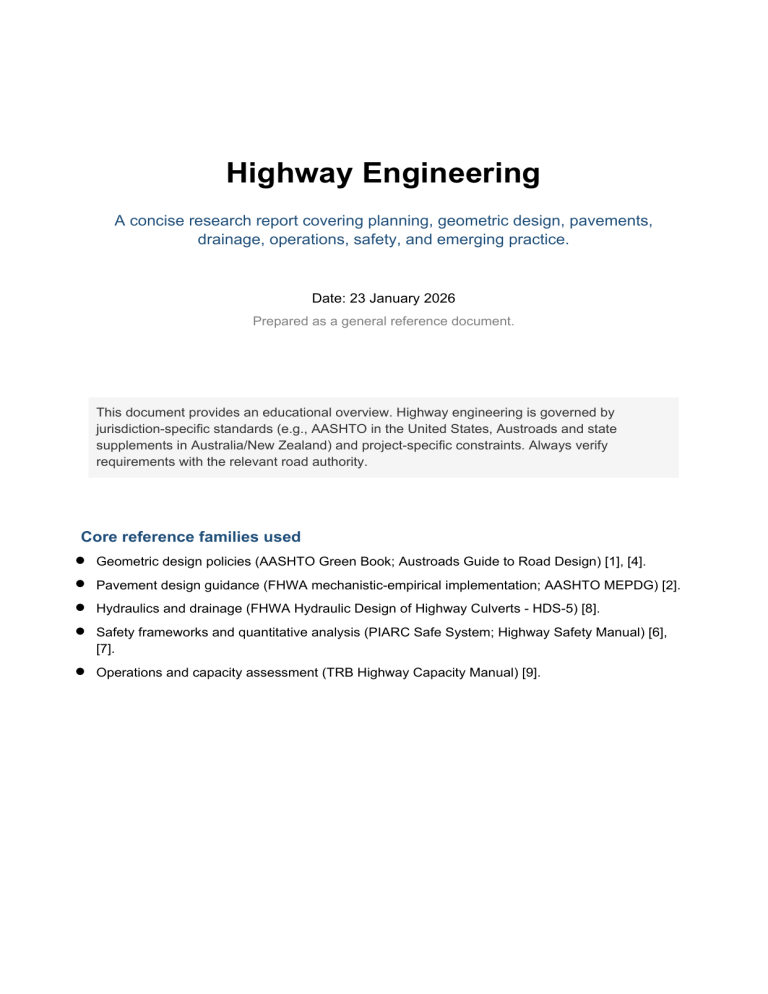 Highway Engineering Research Report