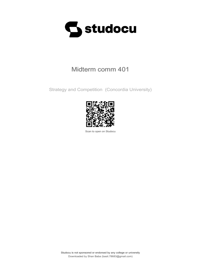 Midterm Study Guide: Strategy and Competition (COMM 401)
