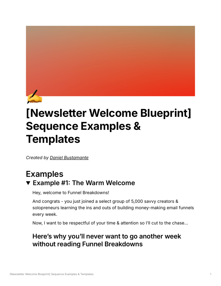 Newsletter Welcome Blueprint: Sequence Examples & Templates