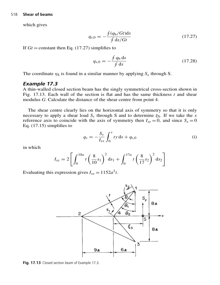 Shear of Beams: Thin-Walled Closed Section Example
