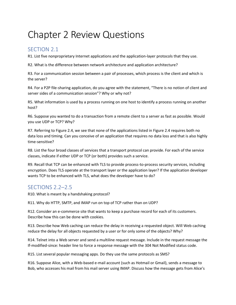 Chapter 2 Review Questions: Computer Networking