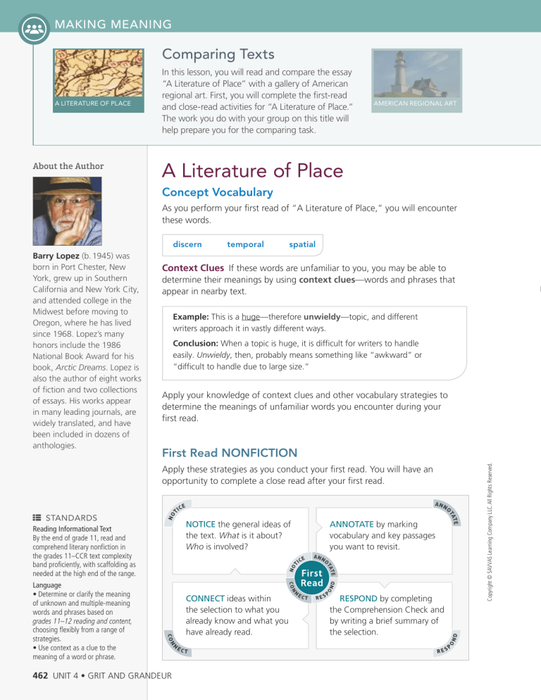 A Literature of Place: Nature Writing Lesson
