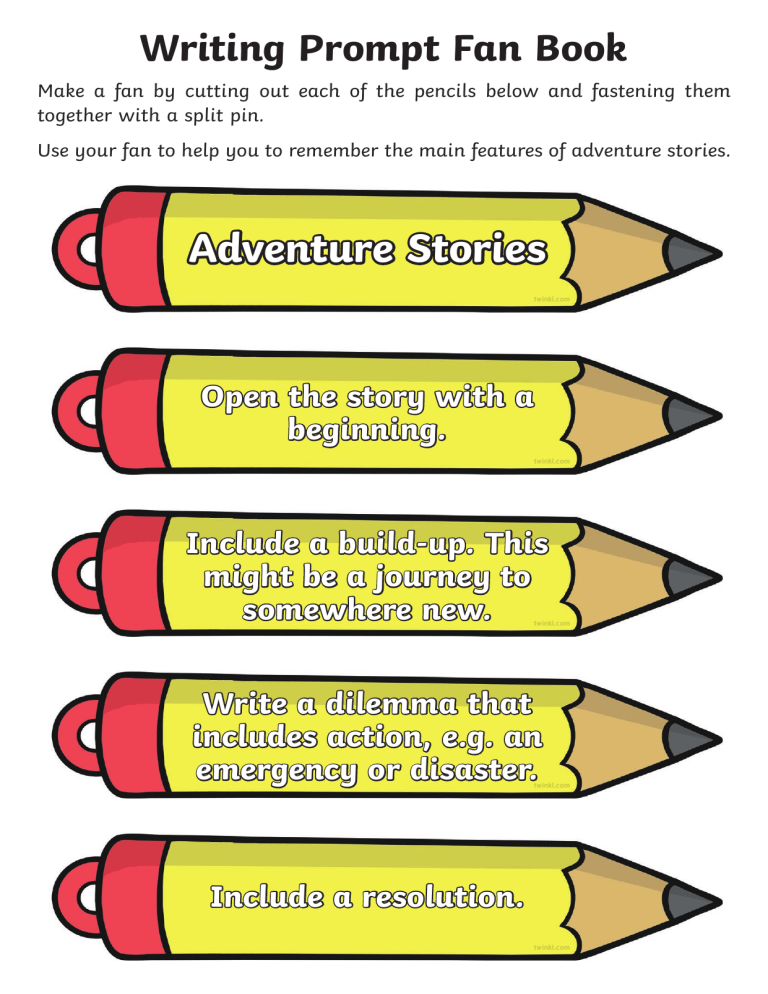 Writing Prompt Fan Book for Adventure Stories