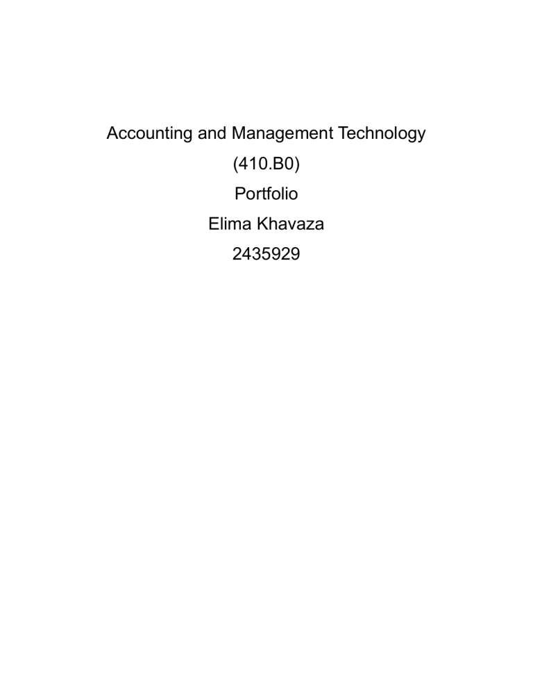 Accounting and Management Technology Portfolio: MIS Course Work