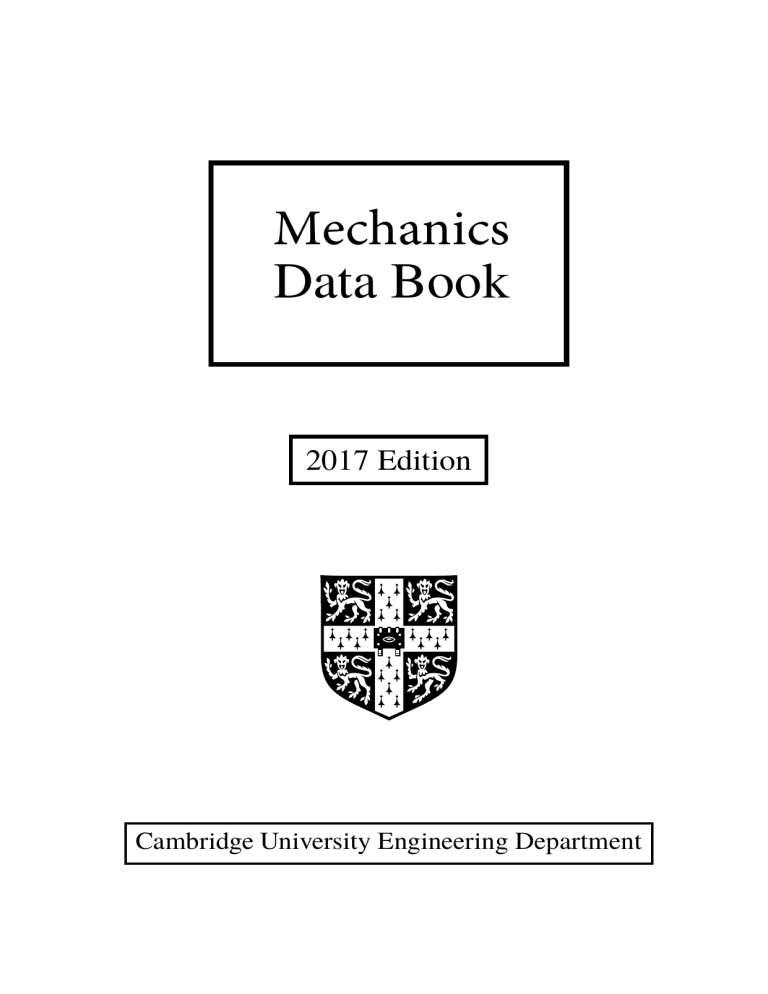 Mechanics Data Book 2017 - Cambridge University Engineering