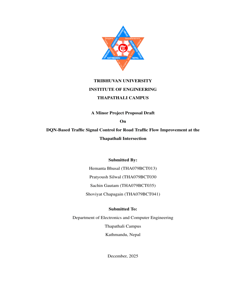 DQN-Based Traffic Signal Control Project Proposal