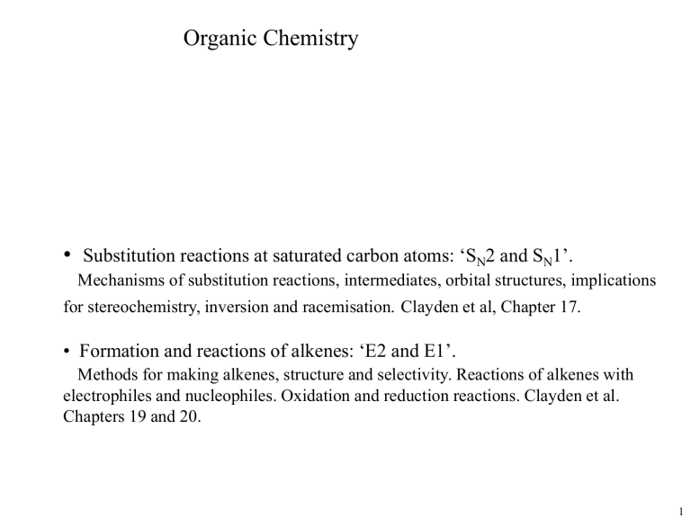 Organic Chemistry: SN2/SN1 & E2/E1 Reactions