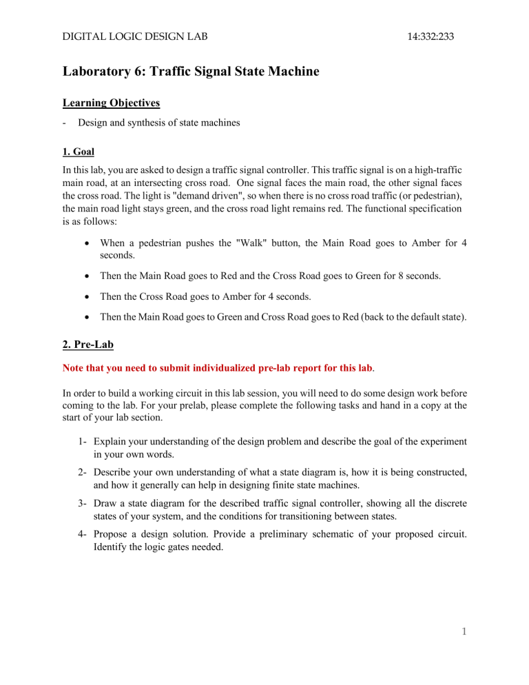 Digital Logic Design Lab 6: Traffic Signal State Machine