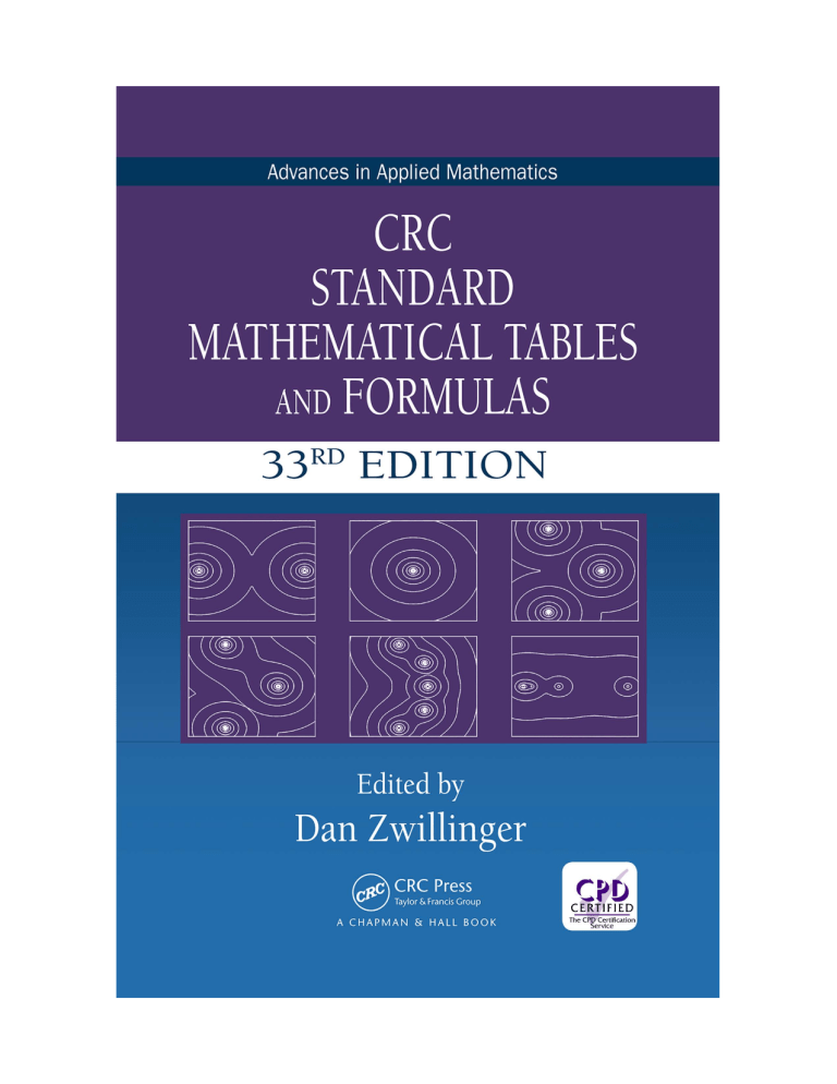 CRC Standard Mathematical Tables and Formulas, 33rd Ed.