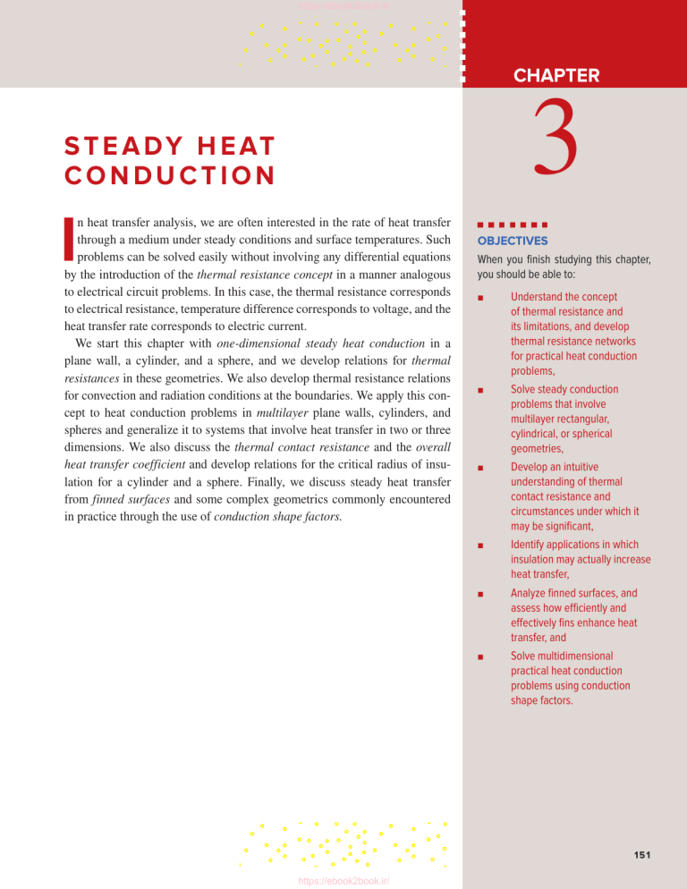 Chapter 3: Steady Heat Conduction - Thermal Resistance & Conduction