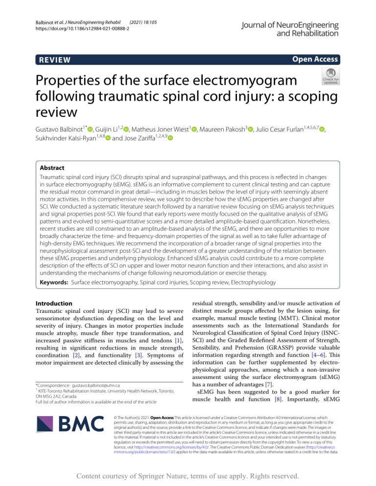 sEMG Properties After Spinal Cord Injury: A Scoping Review
