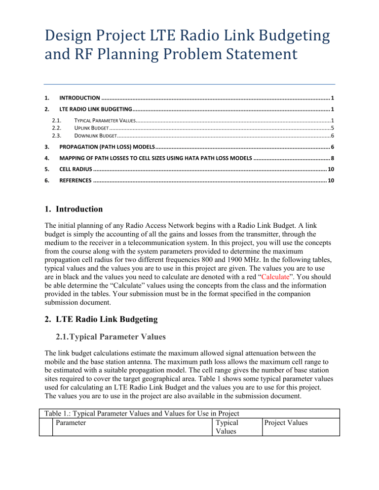 LTE Radio Link Budgeting & RF Planning Project