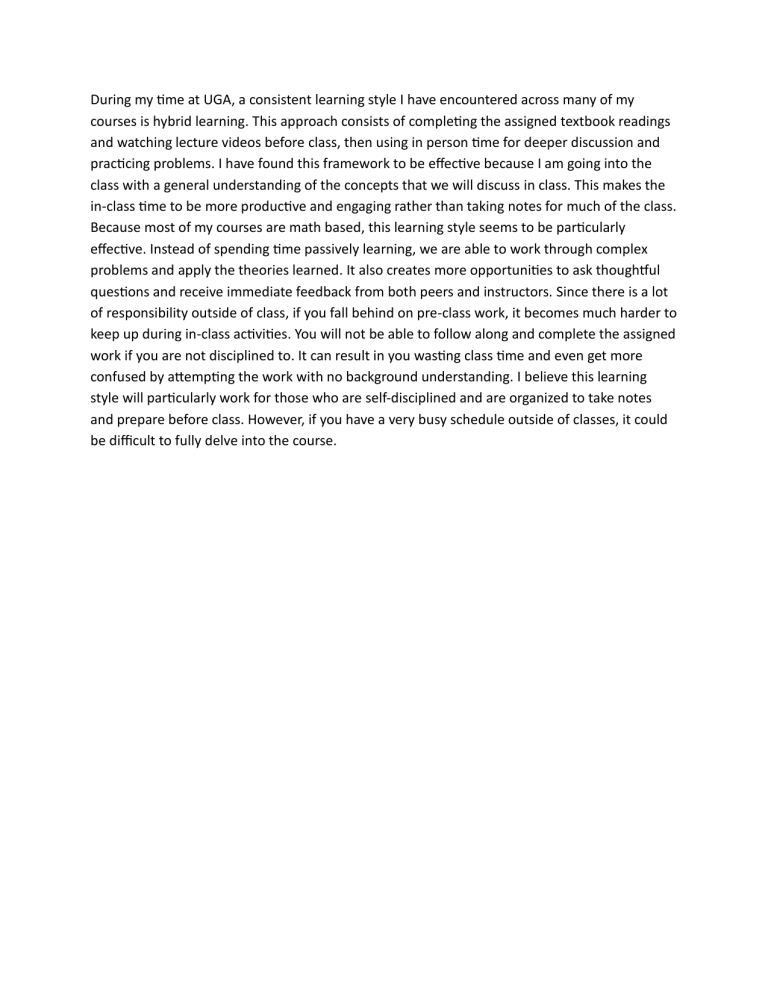 Hybrid Learning at UGA: A Student's Perspective