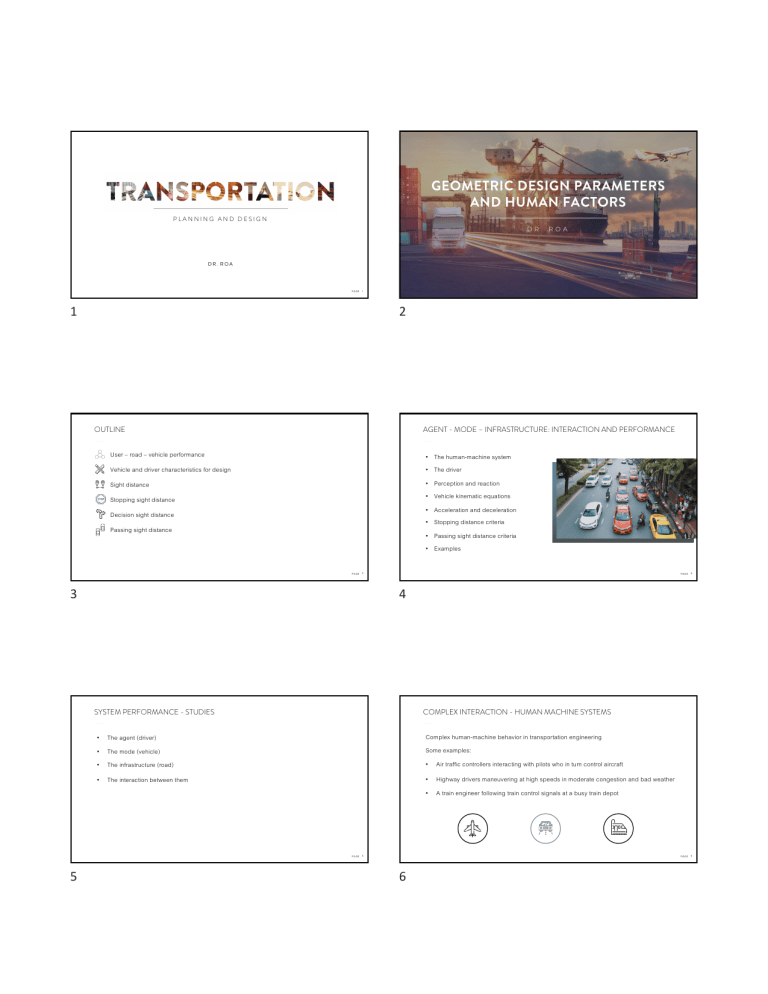 Geometric Design Parameters & Human Factors