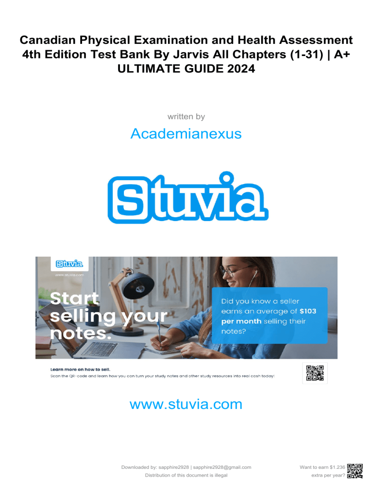 Canadian Physical Examination Test Bank Jarvis 4th Ed