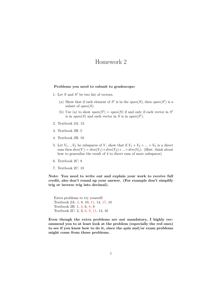 Linear Algebra Homework Assignment