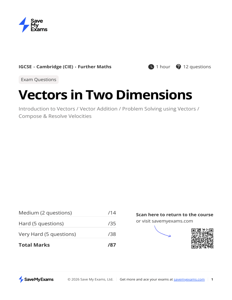 IGCSE Further Maths Vectors Exam Questions