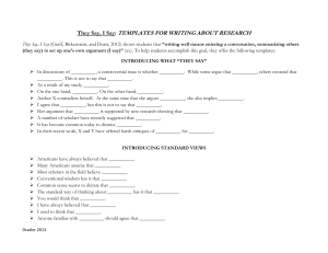 They Say/I Say: Academic Writing Templates
