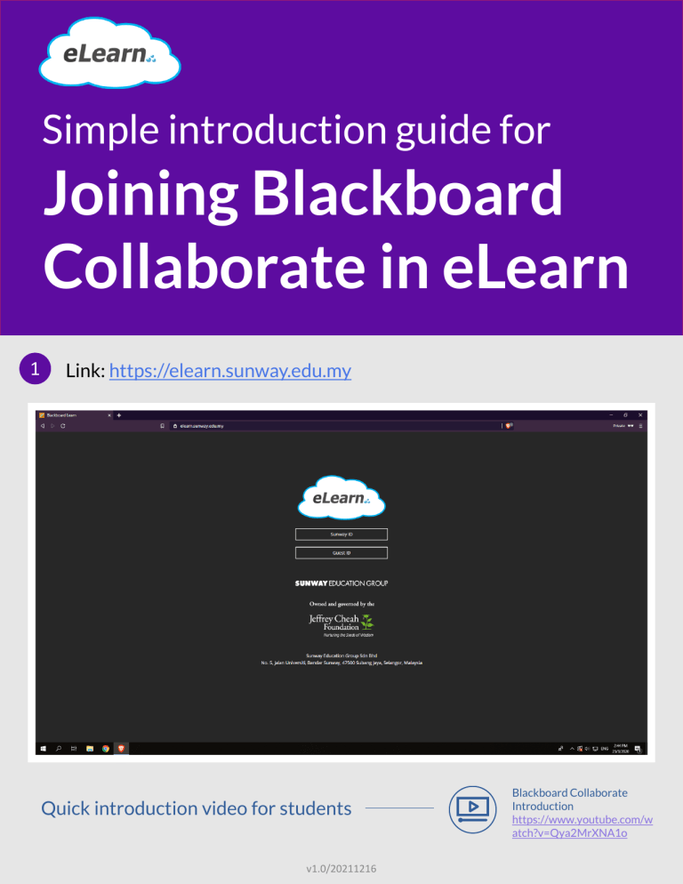 Blackboard Collaborate eLearn Joining Guide for Students
