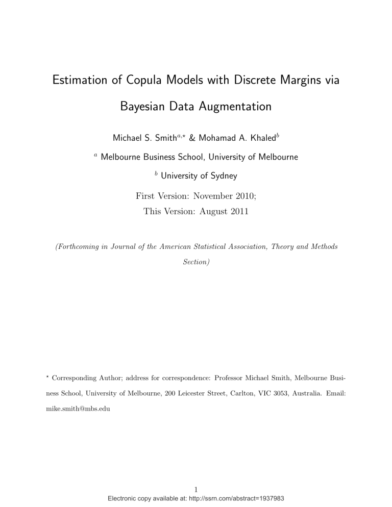 Estimation of Copula Models with Discrete Margins via Bayesian Data ...