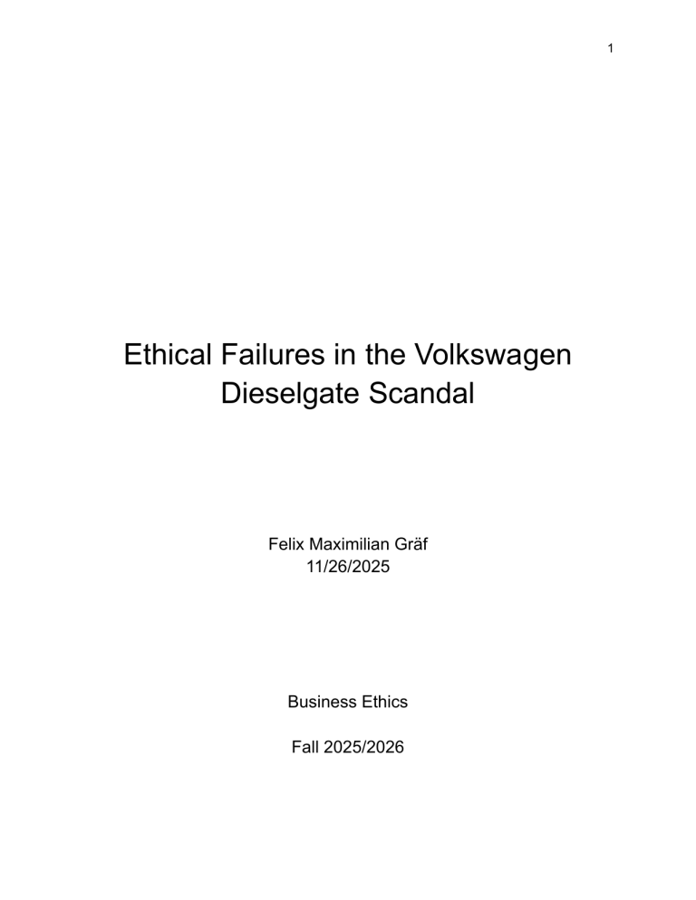 Ethical Failures in Volkswagen Dieselgate Scandal