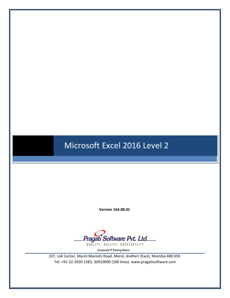 Microsoft Excel 2016 Level 2 Coursebook