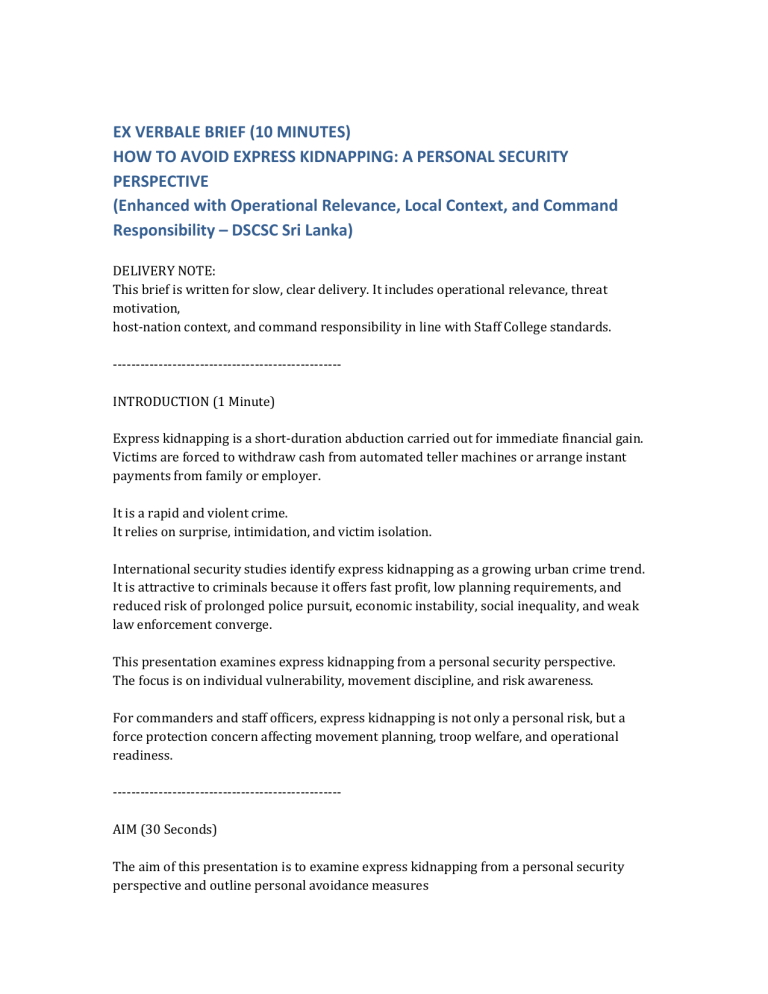 How to Avoid Express Kidnapping: Personal Security Brief
