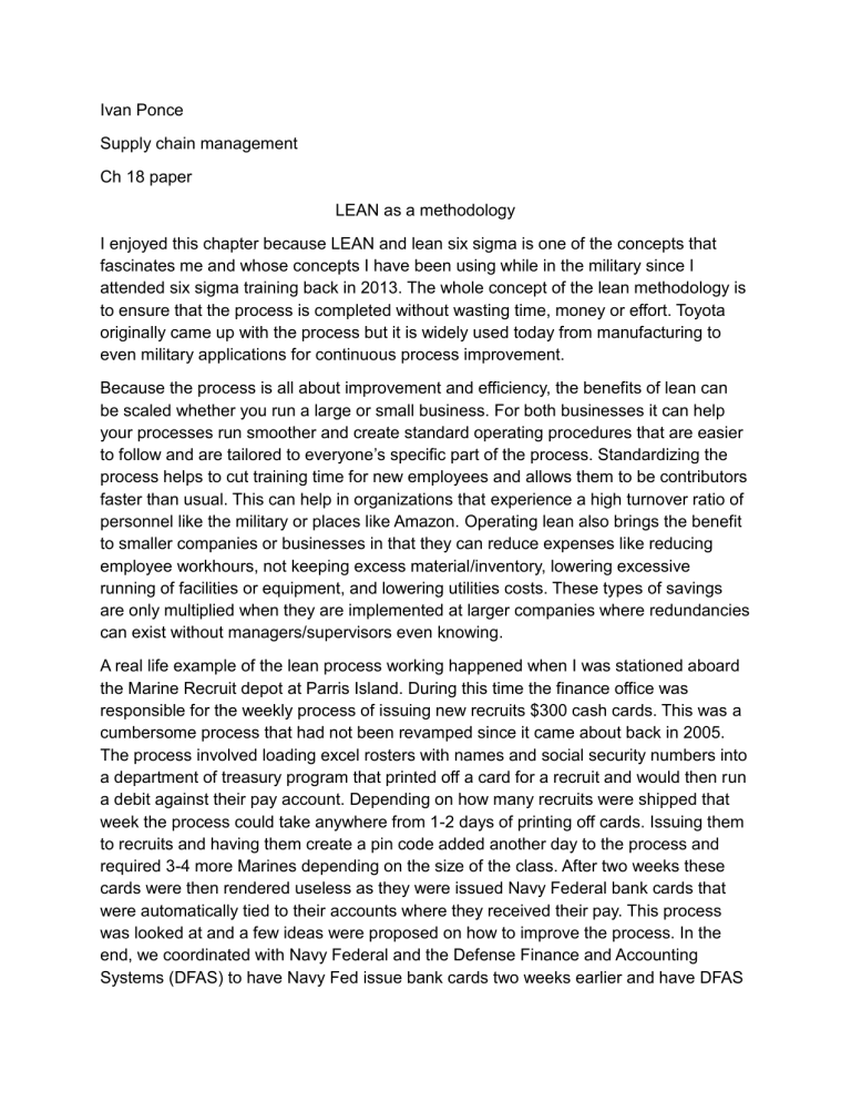 LEAN Methodology in Supply Chain Management