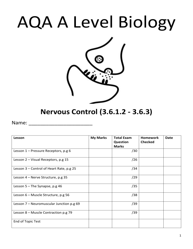 AQA A Level Biology Nervous Control