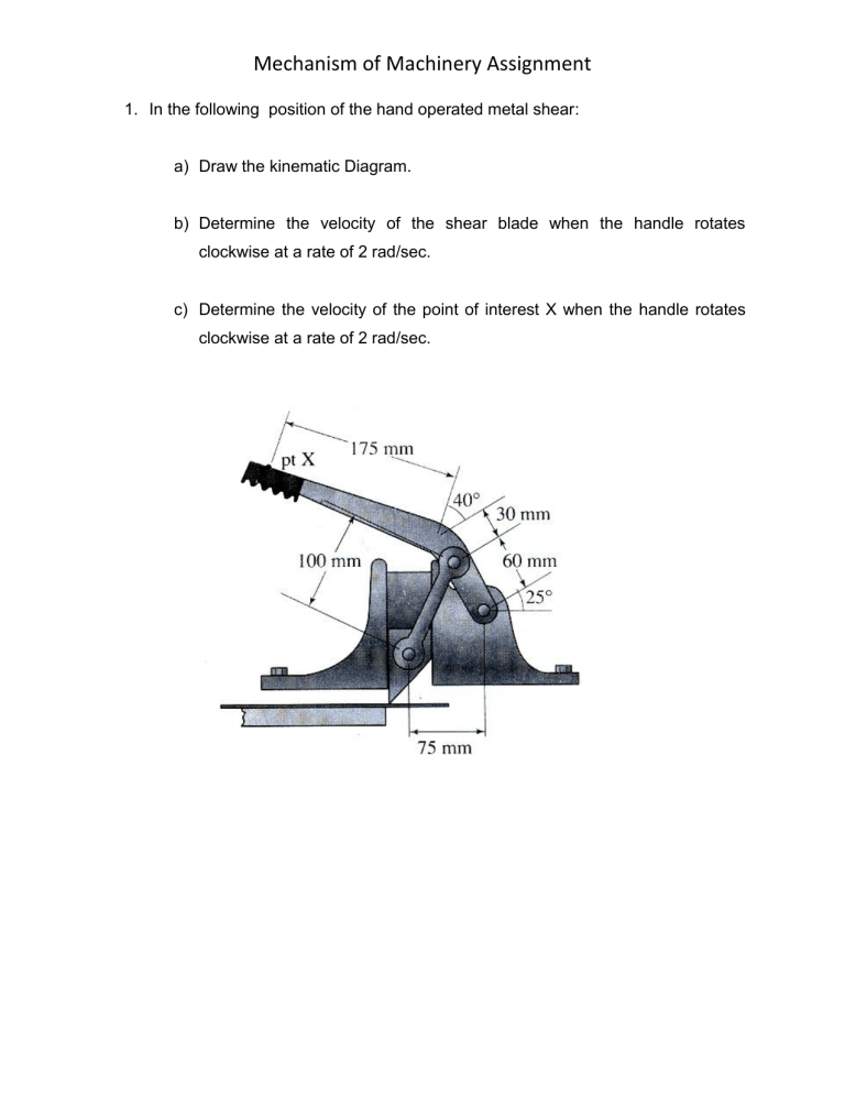 Mechanism of Machinery Assignment Problems