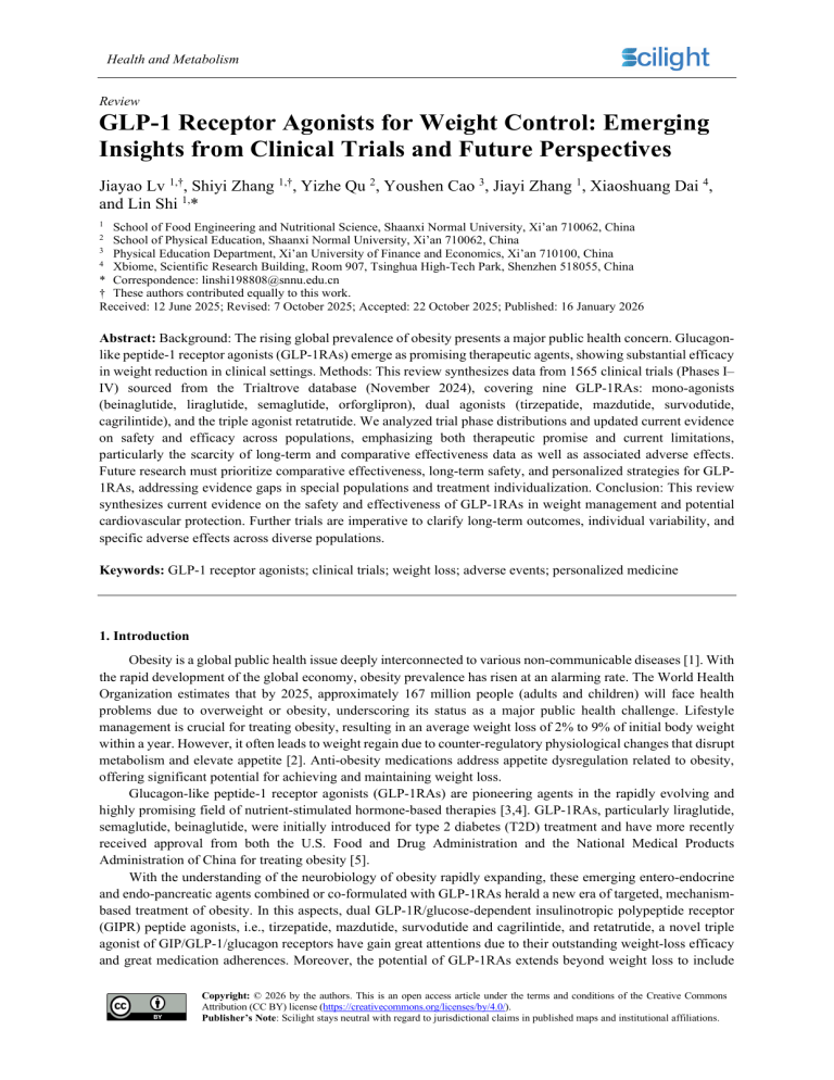 GLP-1 Receptor Agonists for Weight Control: Clinical Trials Review
