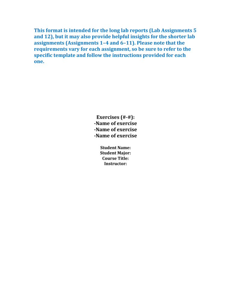 Lab Report Template for Biology