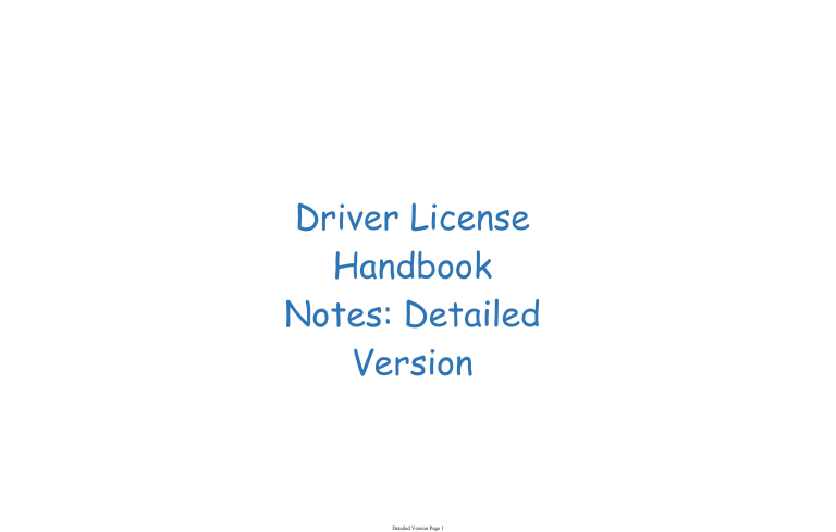 Florida Driver License Handbook Notes: Detailed Version