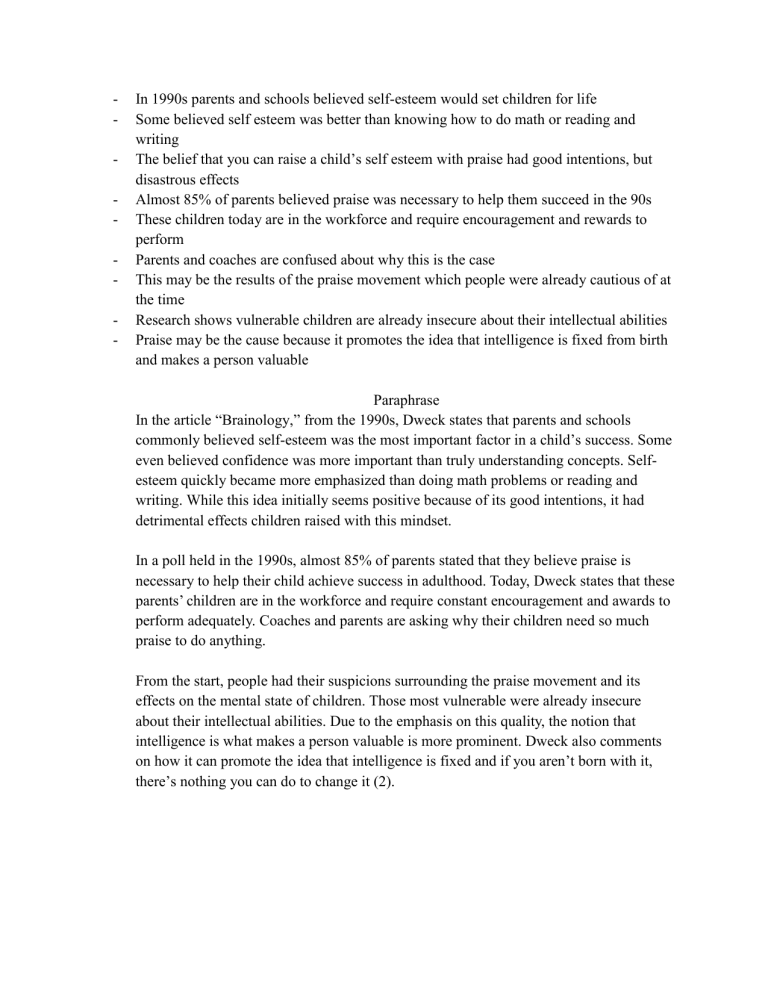 1990s Self-Esteem Movement: Praise's Impact on Children