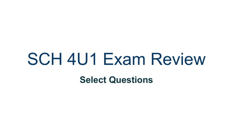 SCH 4U1 Chemistry Exam Review Questions
