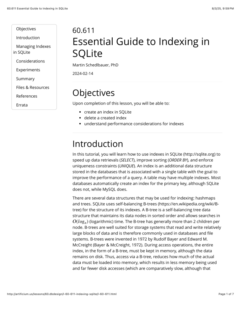 Essential Guide to Indexing in SQLite
