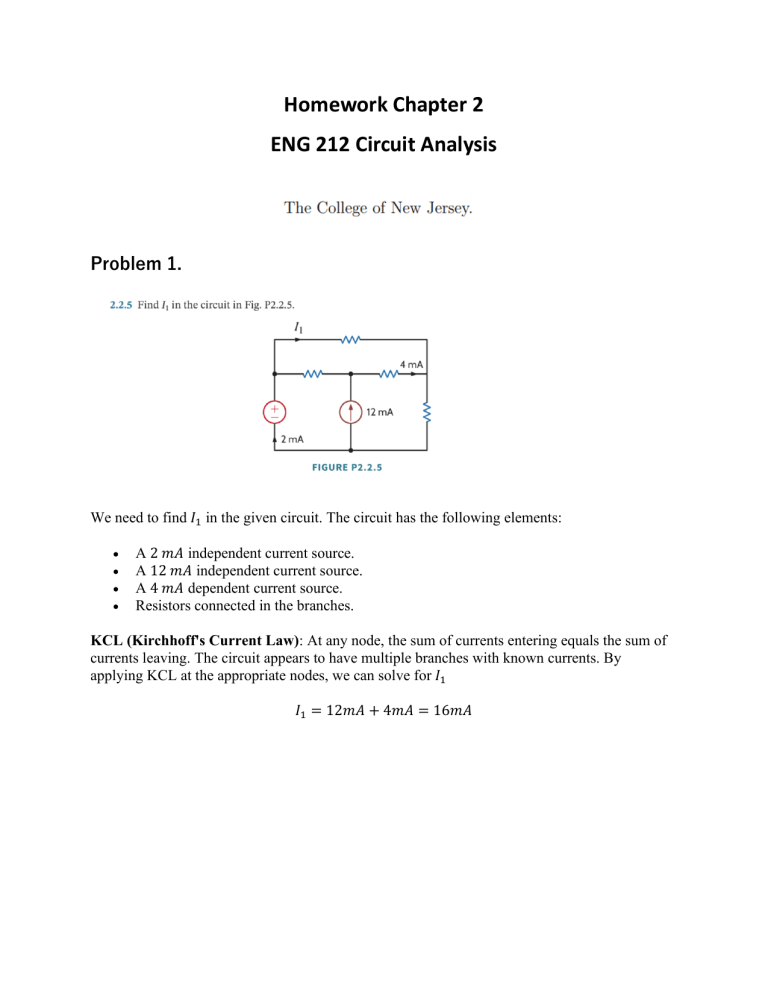Circuit Analysis Homework Chapter 2