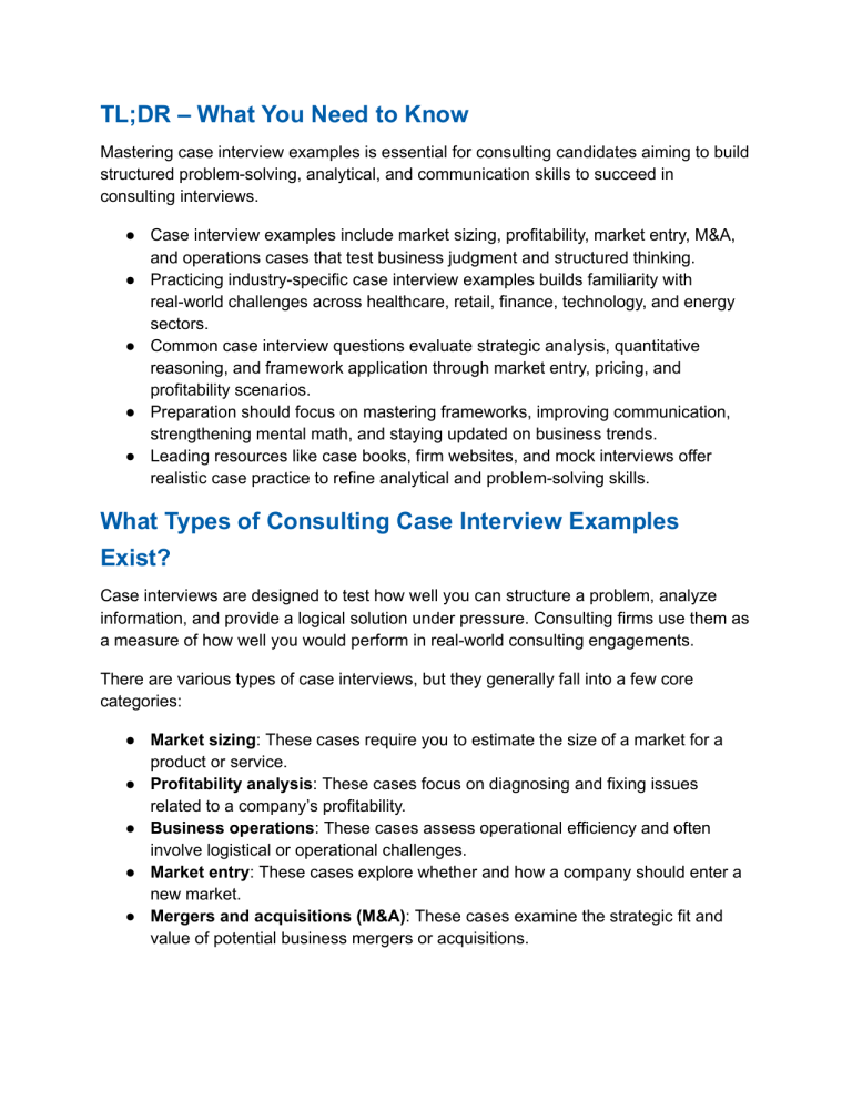 Case Interview Examples & Preparation Guide