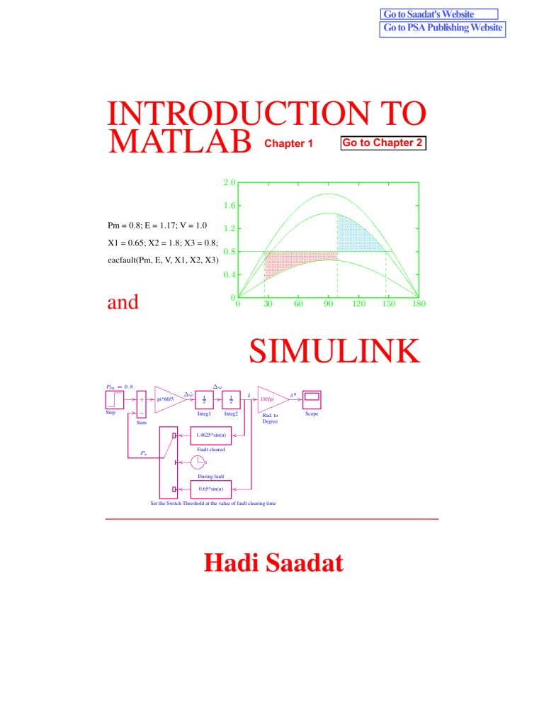 Introduction to MATLAB and Simulink v3.0 Chapter 1
