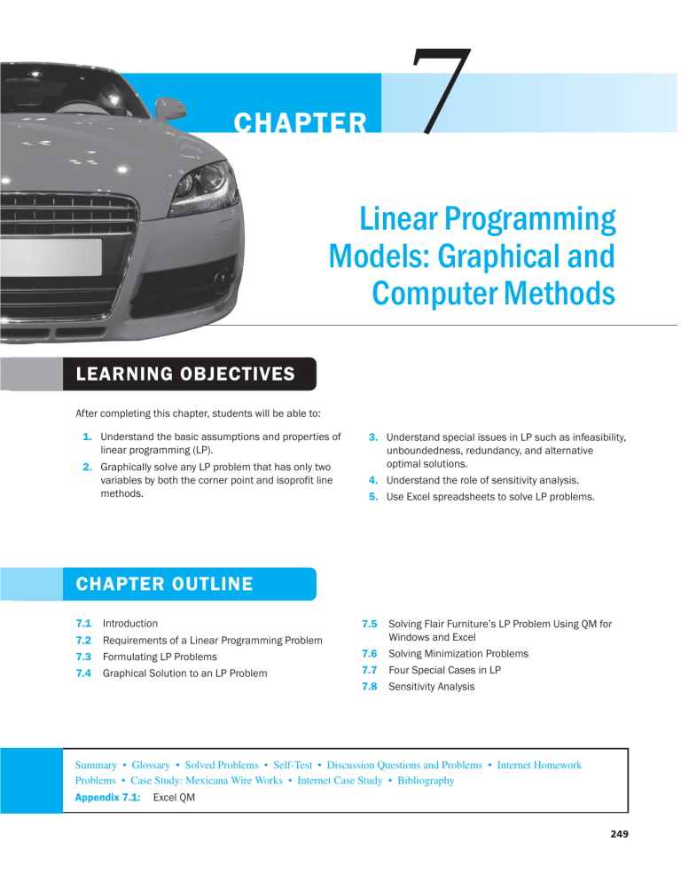 Linear Programming Models: Graphical and Computer Methods