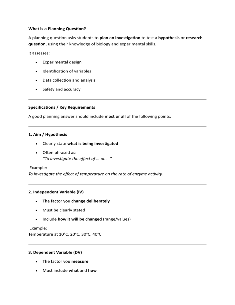 What is a Planning Question? Guide