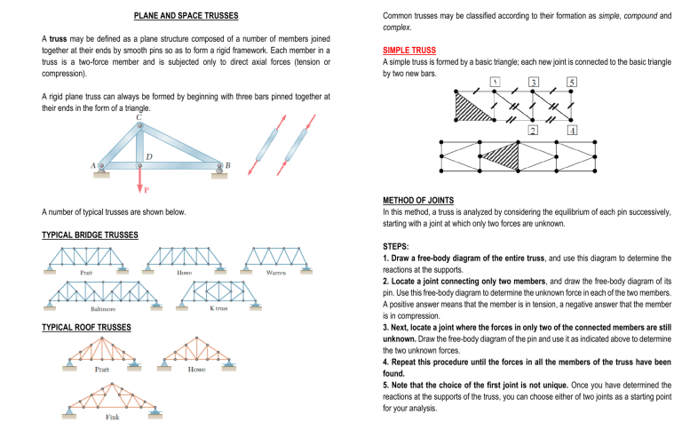 Plane and Space Trusses: Structural Analysis