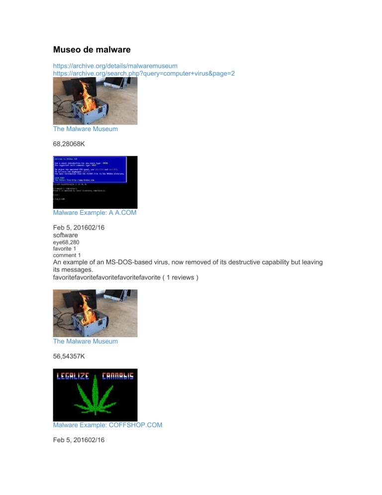 Malware Museum: MS-DOS Virus Examples & History