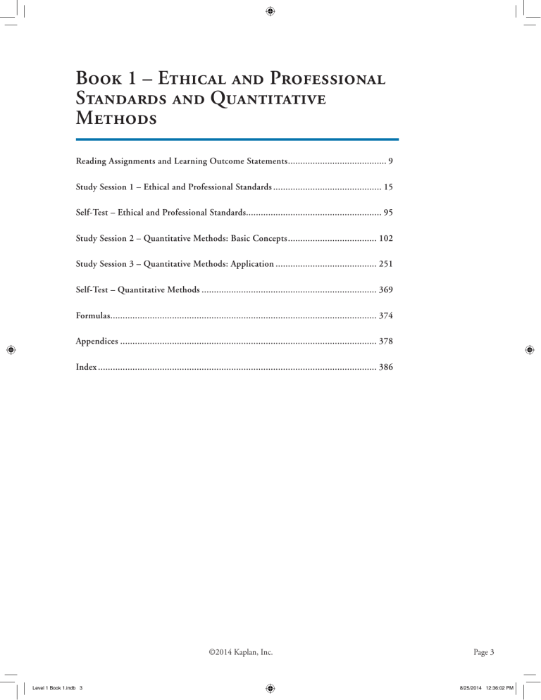 CFA Level I Book 1: Ethics & Quantitative Methods