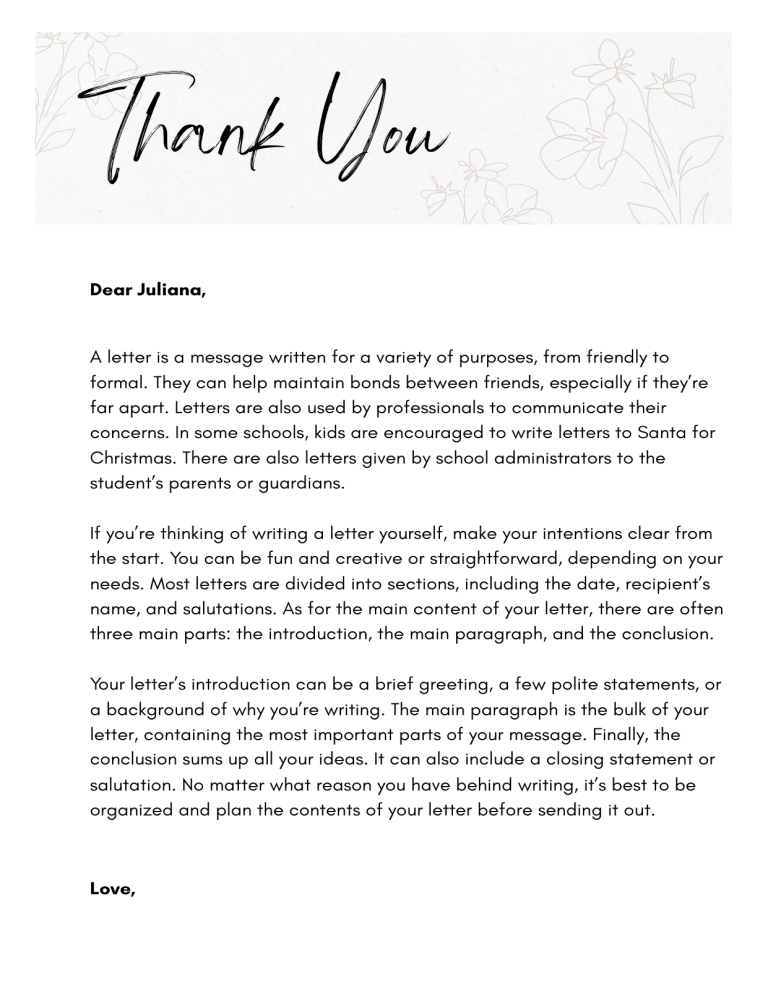 Thank You Letter Guide