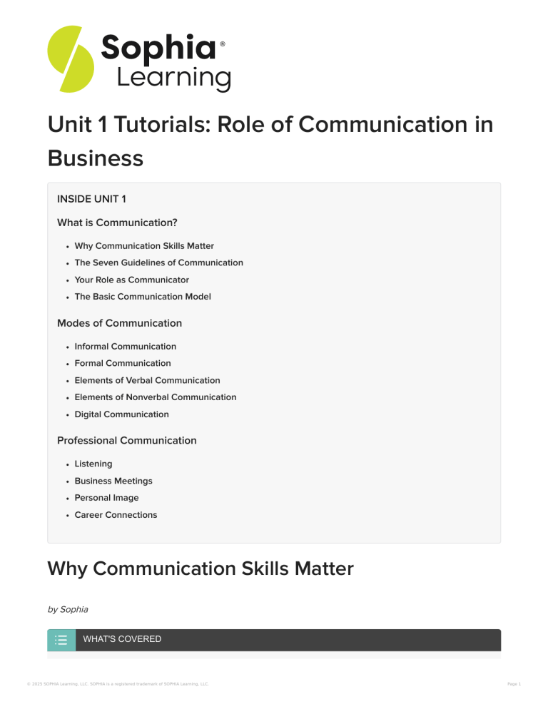 Business Communication Tutorial: Role of Communication in Business