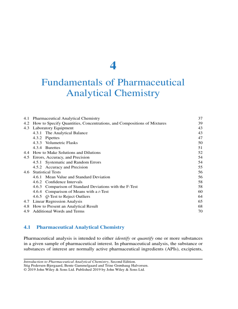 Fundamentals of Pharmaceutical Analytical Chemistry Chapter 4