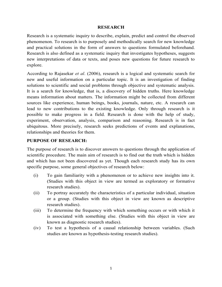 Research: Definition, Purpose, and Types