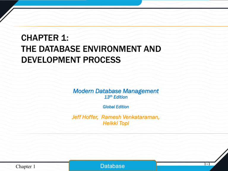 Chapter 1: Database Environment & Development Process